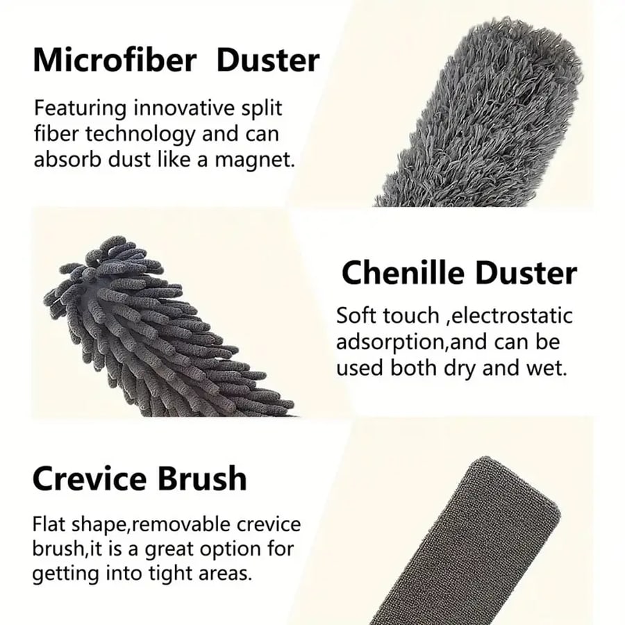 1Set, Microfiber Dusters With Extension Pole, Retractable Dust Removal ...