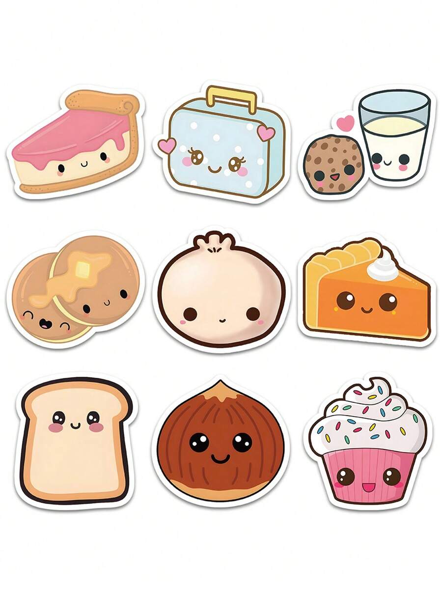 60 PCS Cute Food Stickers, Water Bottle Stickers For Kids, Vinyl ...