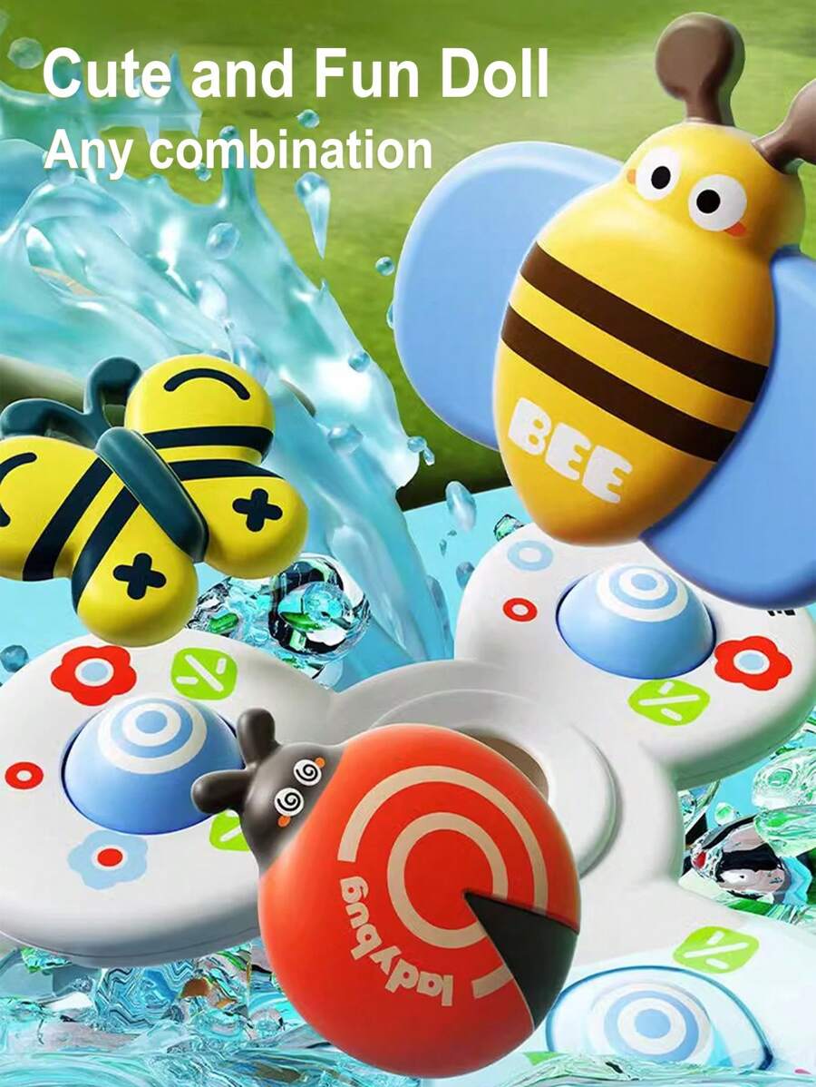 3pcs Baby Suction Cup Rotating Toy, Cute Cartoon, Coaxing Children To Eat, Rotating During ...