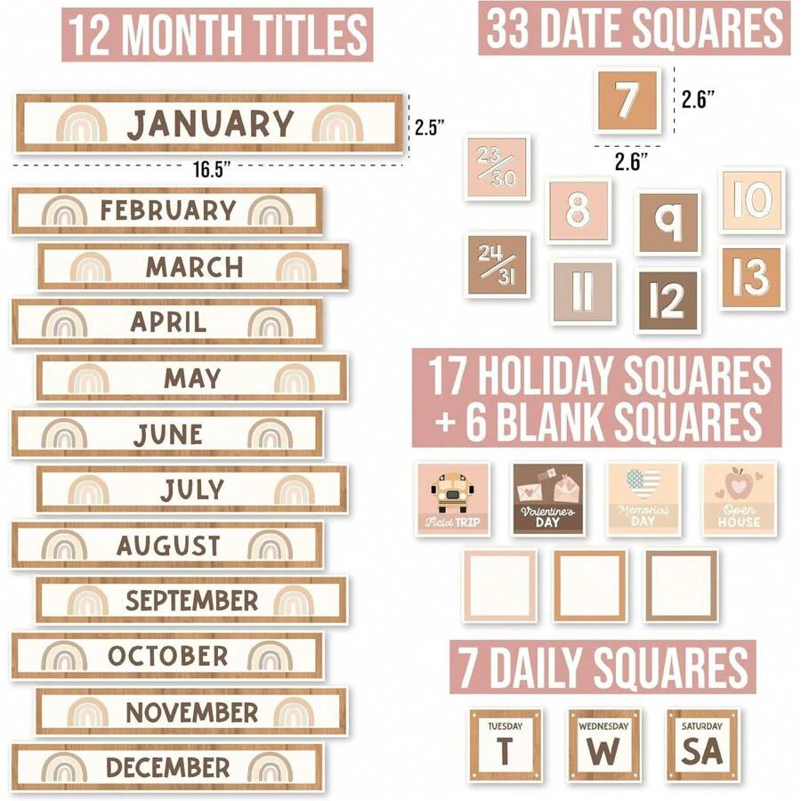 Boho Classroom Calendar Set Bulletin Board - Bulletin Board Calendar ...