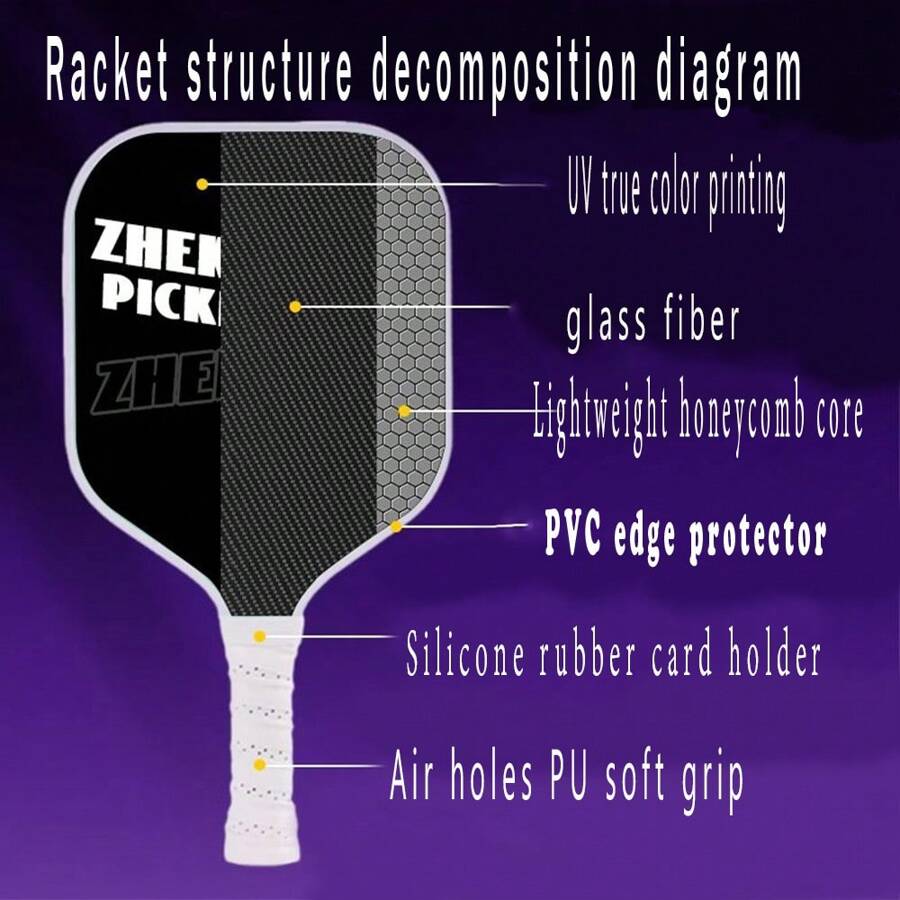 Pickleball Racket Set, Carbon Fiber Racket With Fiber-Reinforced ...