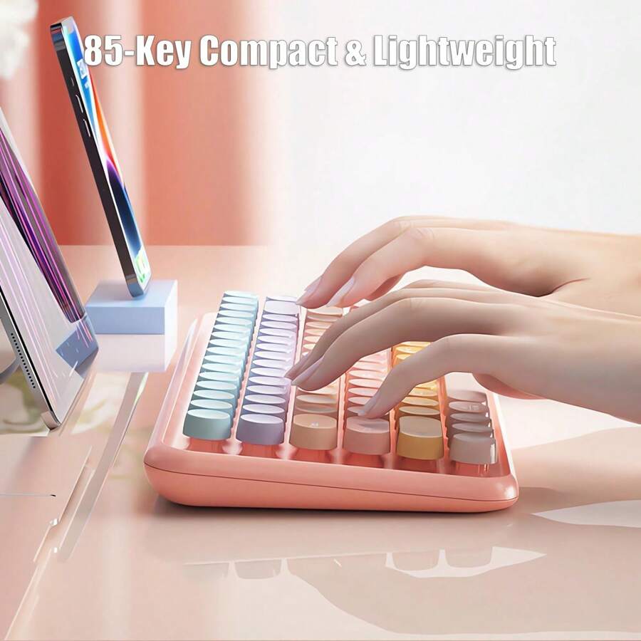 BOW BOW Ergonomic Rechargeable Wireless Keyboard Bluetooth5.1 Tri-Modes ...