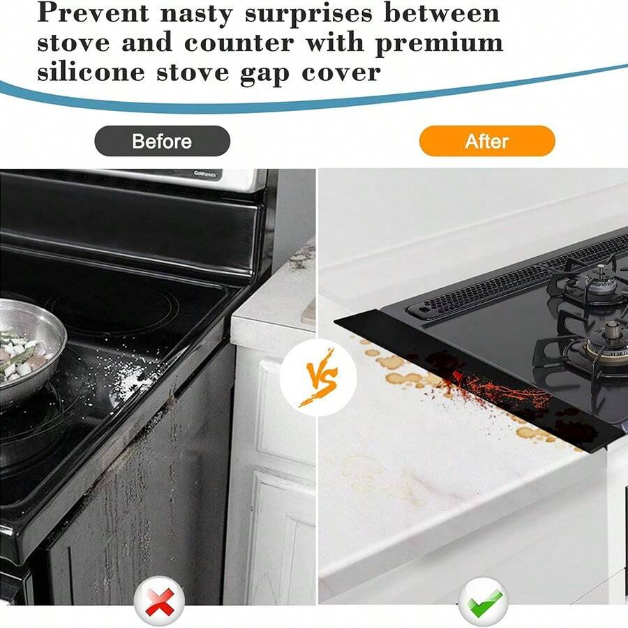 Heat-Resistant Silicone Kitchen Gap Filler, Caulk Strips, Anti-Oil And Anti-Pollution Gas Stove ...