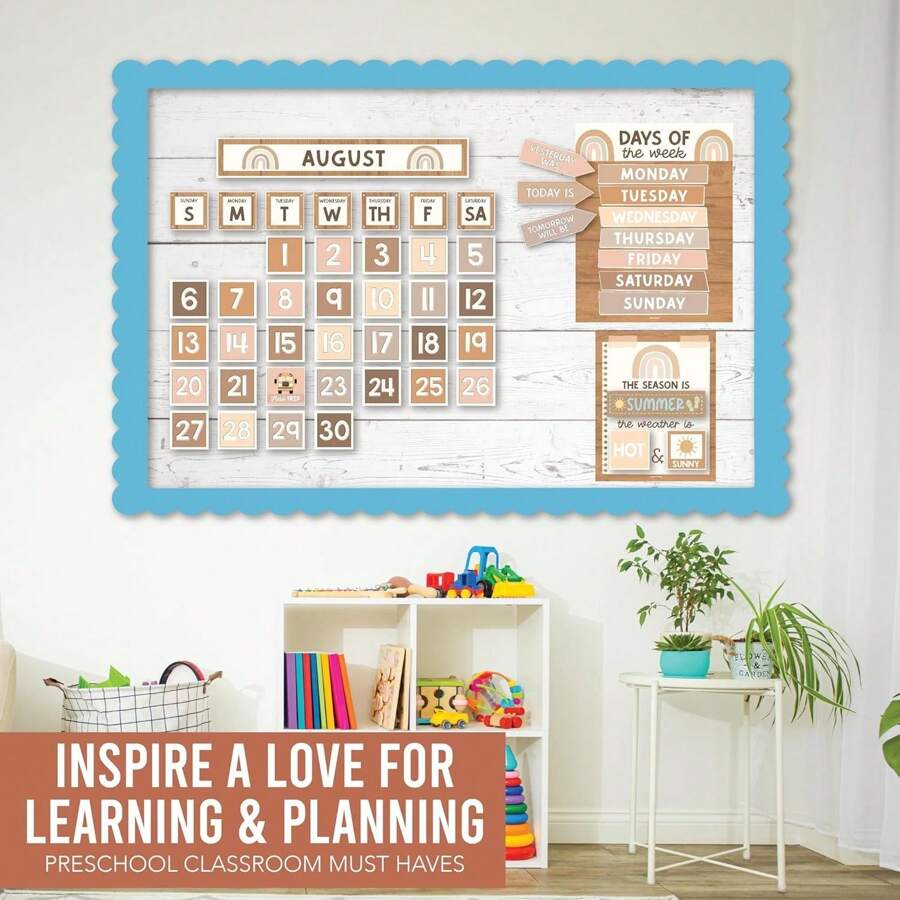 Boho Classroom Calendar Set Bulletin Board - Bulletin Board Calendar ...