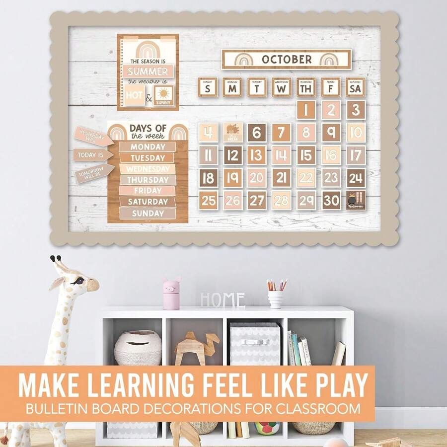 Boho Classroom Calendar Set Bulletin Board - Bulletin Board Calendar ...