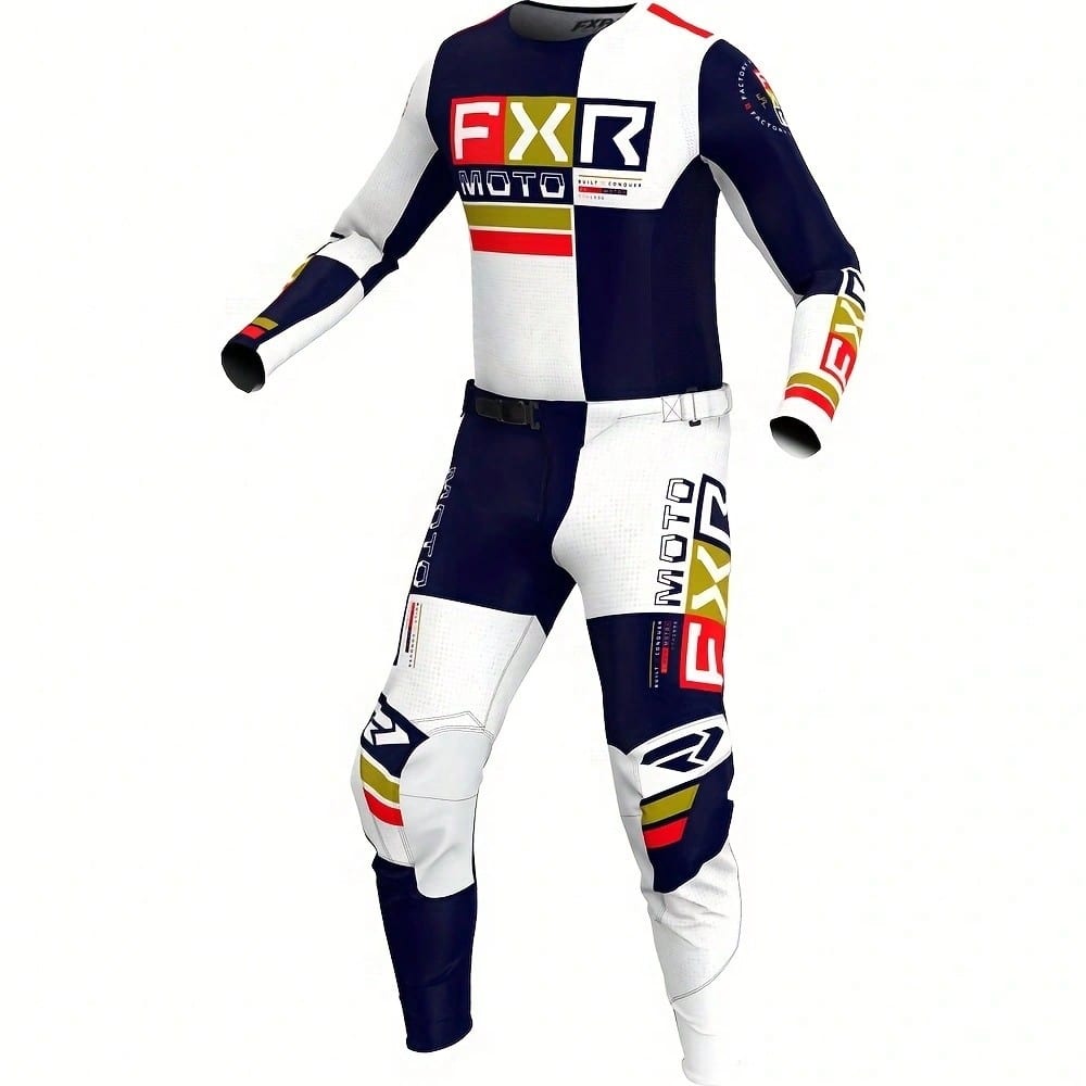 2024 New White And Blue Set Motorcycle Off-Road Suit Racing Suit ...