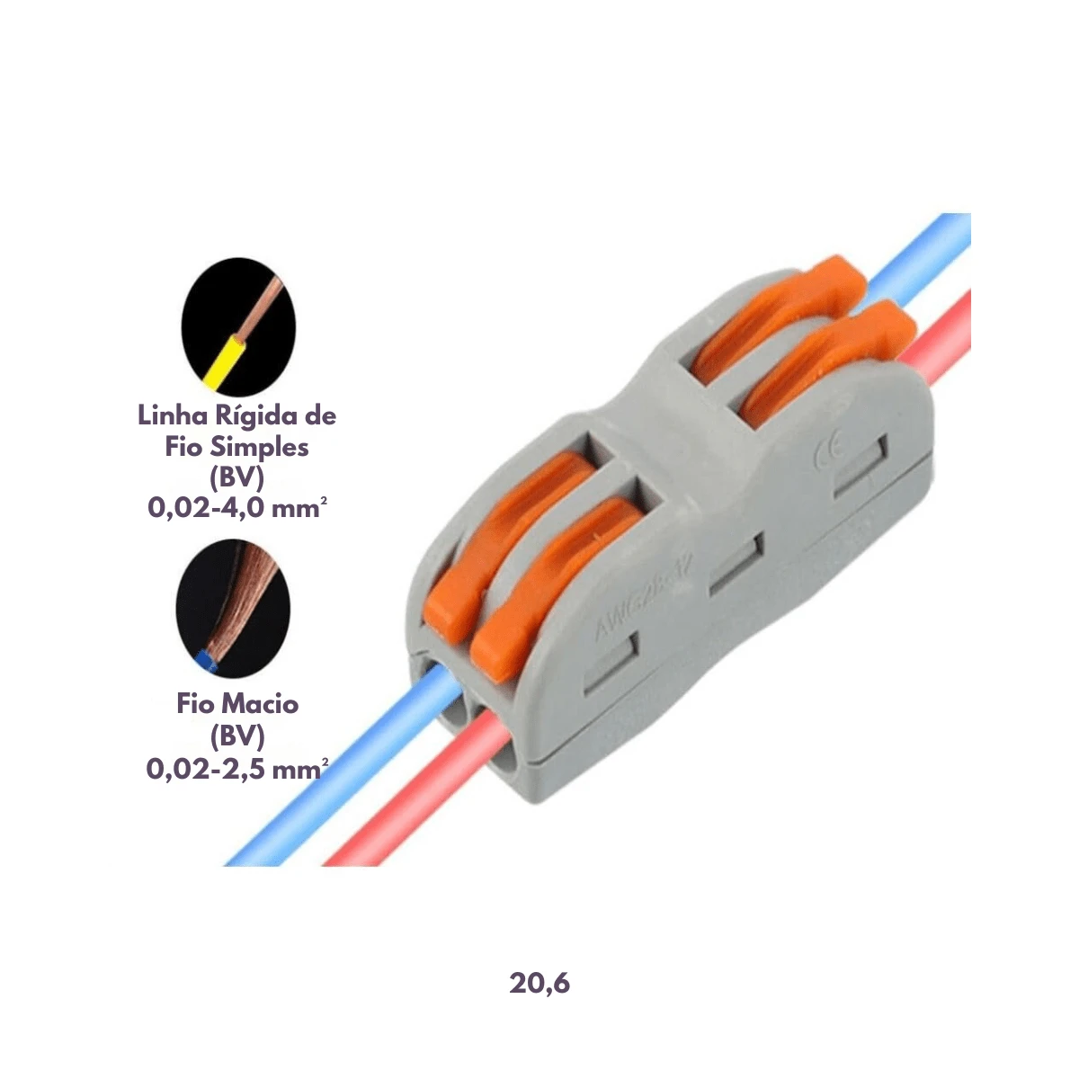 Conector Compacto Elétrico Emenda E Derivação Original 2 vias 3 vias 5 ...