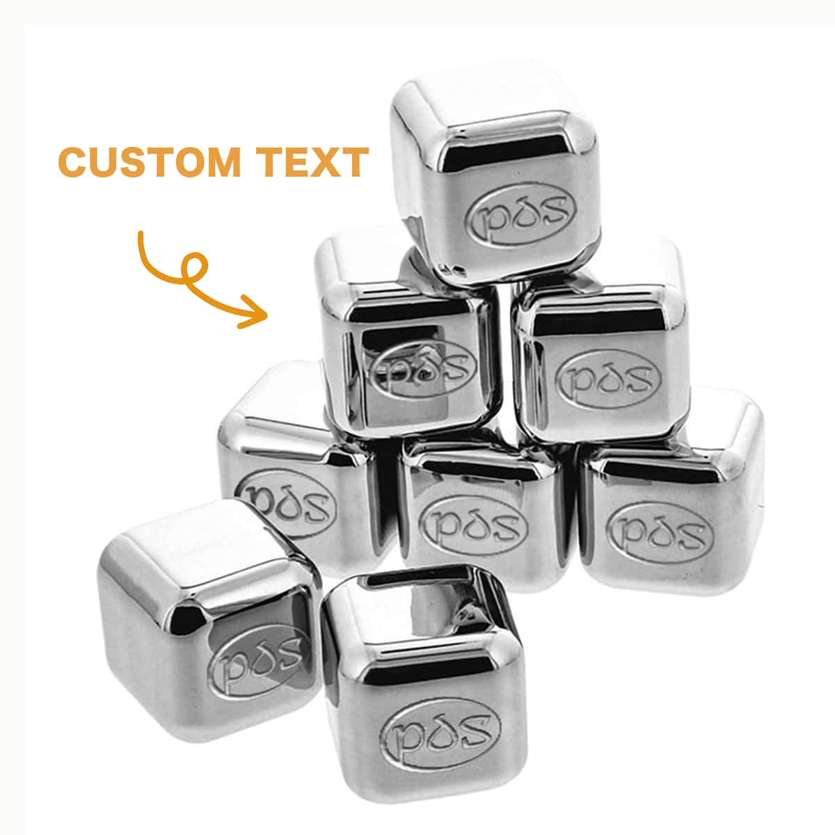 Personalized 8 PCS Stainless Steel Ice Cubes Whiskey Stones Gift Set ...