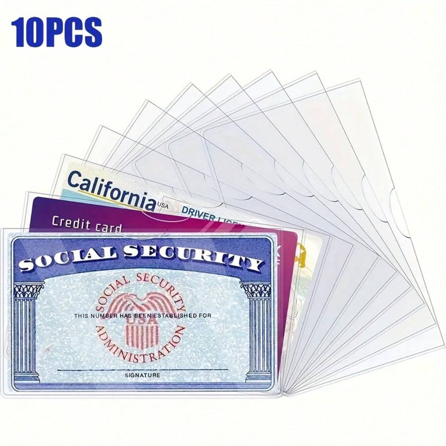 10-Pack PVC Social Security Card Protector Sleeves, Waterproof Clear ...