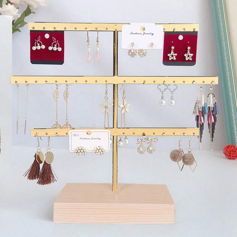 1pc 3-Layer Metal Earring Holder Rack, Jewelry Display Stand For Stud ...