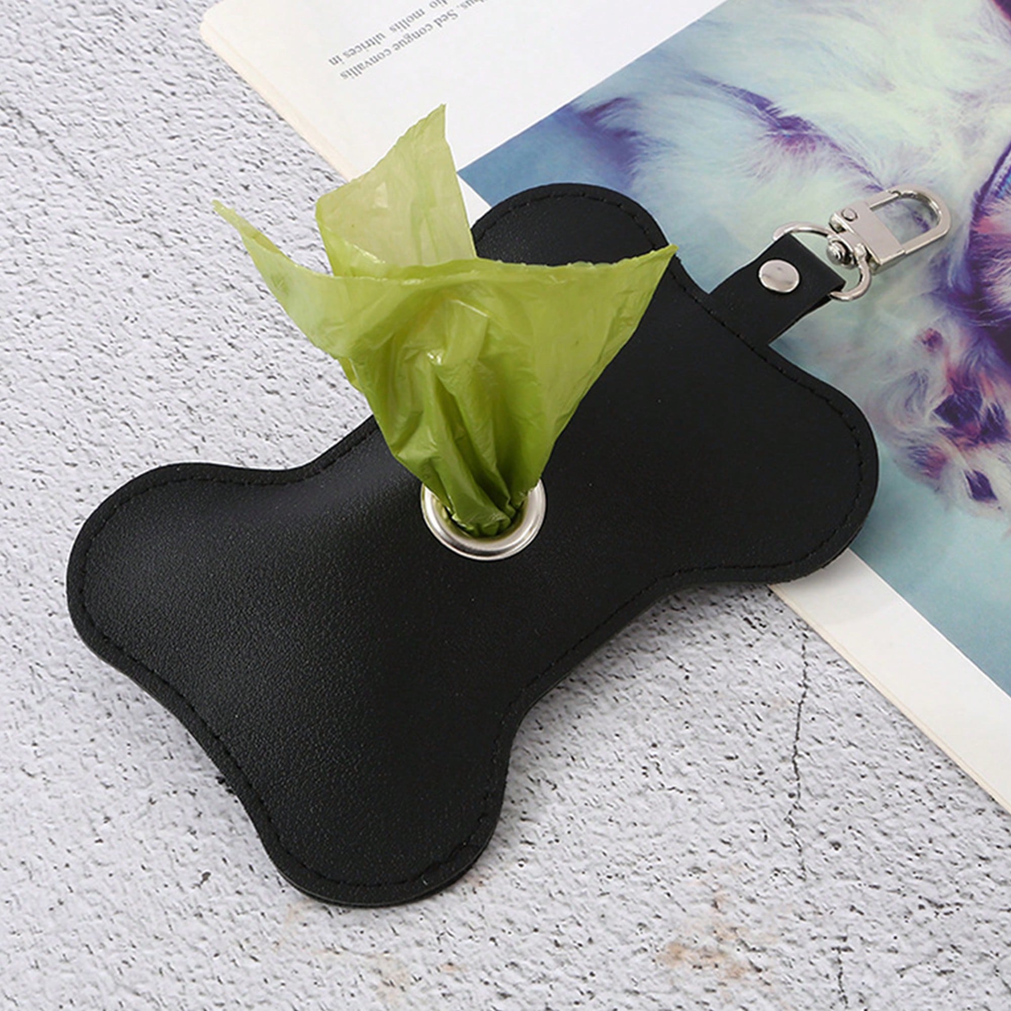 1pc Leather Pet Waste Bag Holder, Outdoor Dog Walking Poop Bag ...