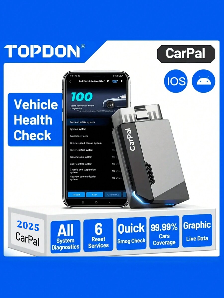 TOPDON Carpal OBD Scanner OBD2 Bluetooth - Scanner For Car, All System ...