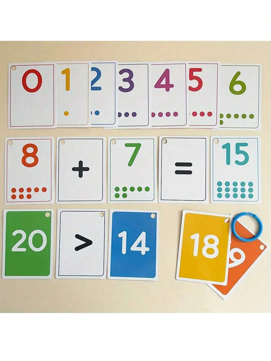50pcs Math Flashcards Set, Suitable For 4-8 Years Old Children ...
