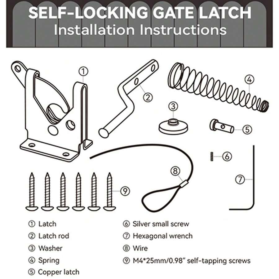 Self Locking Gate Gravity Latch, Carbon Steel Spring Loaded With ...