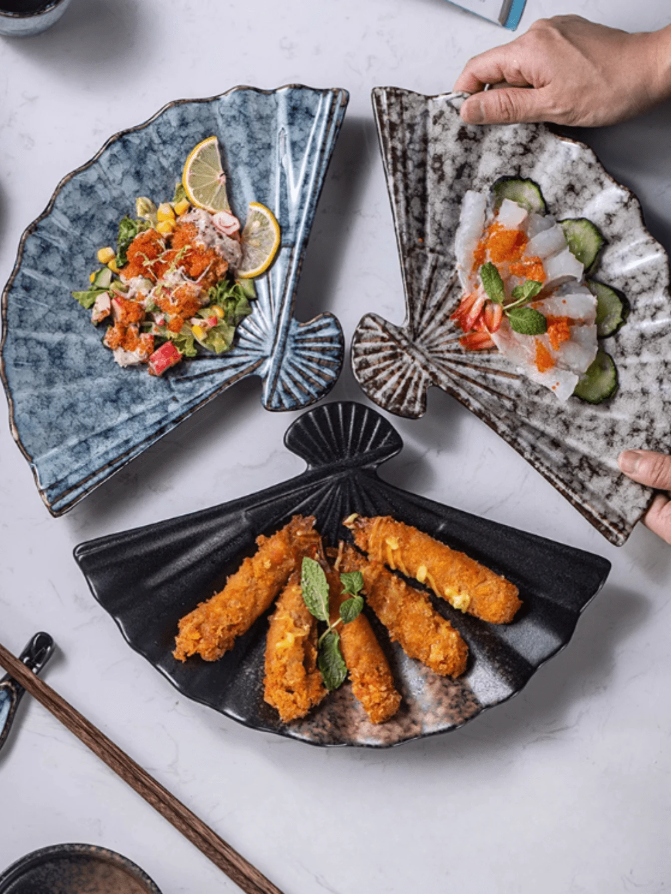 1PC Sushi Fan Plate, Creative Plate, Asymmetric Household Plate ...