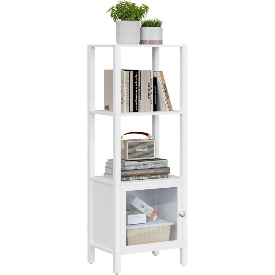 TUTOTAK 6 Tier Bookcase And Bookshelf, Narrow Book Shelf With Door For ...