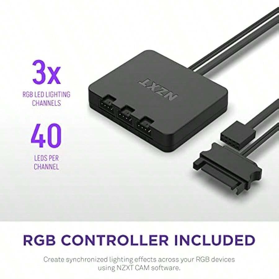 NZXT 20 RGB Duo Triple Pack - 3 X 120mm Dual-Sided RGB Fans With RGB Controller 20 Individually ...