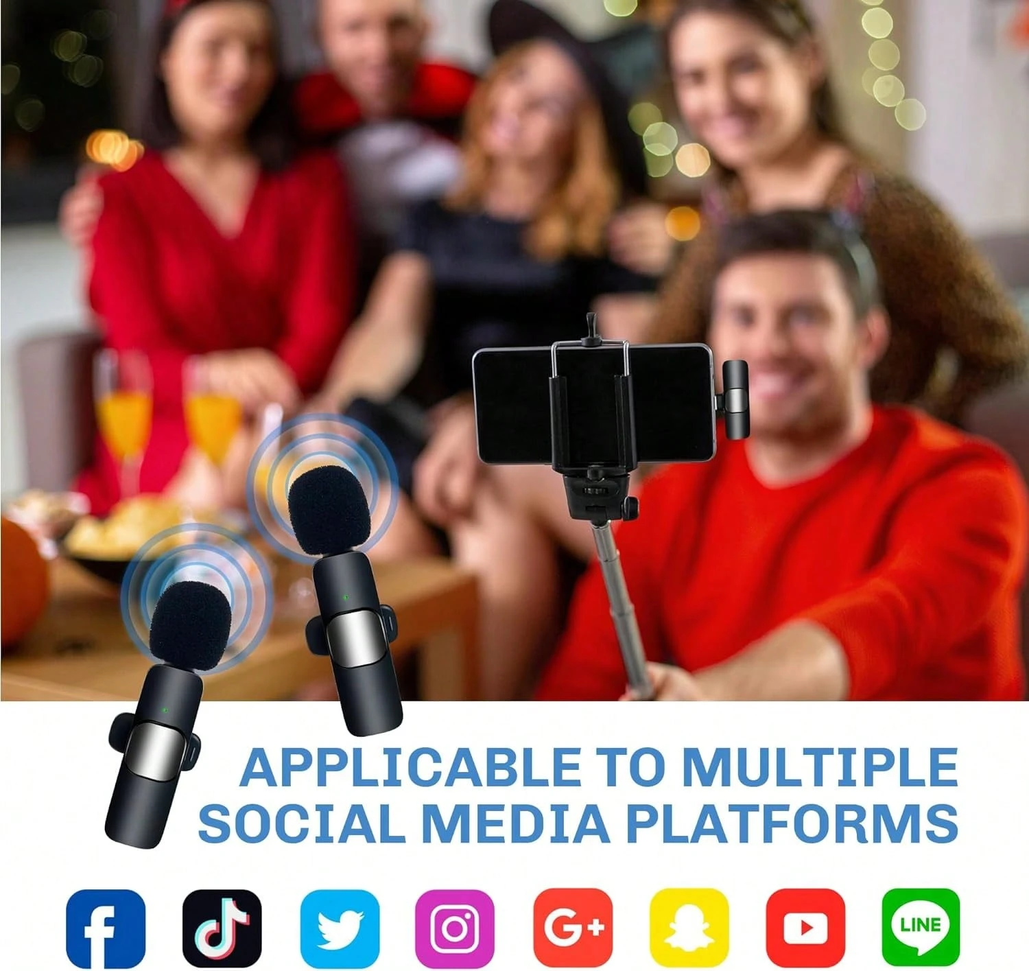 1 Set Wireless Lavalier Microphone & Mini Microphone, Compatible With ...