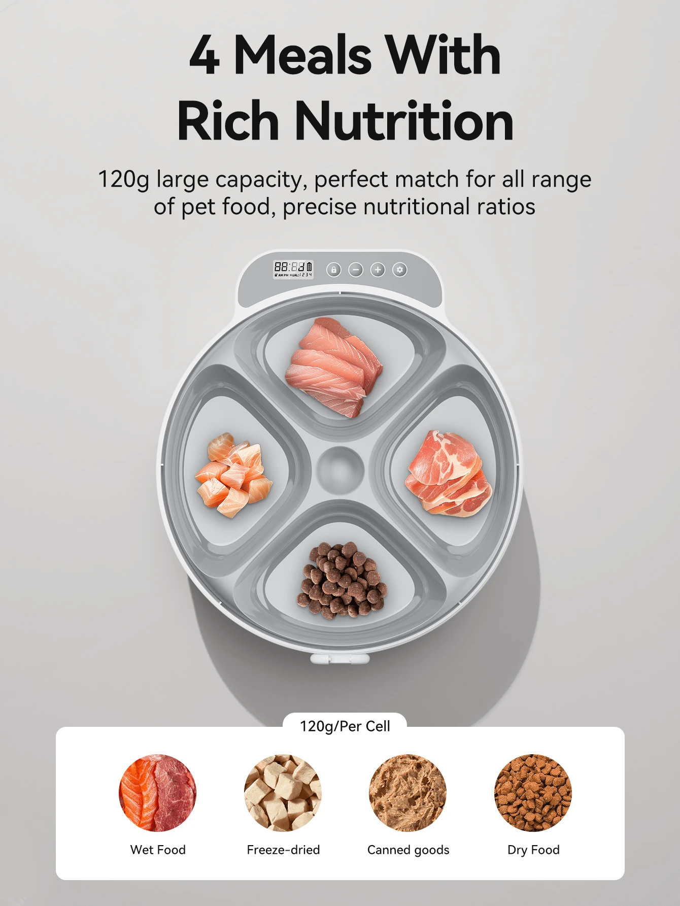 ROJECO ROJECO Automatic Pet Feeder 4 Meals For Wet Dry Food Feeding ... ROJECO ROJECO Automatic Pet Feeder 4 Meals For Wet Dry Food Feeding ...