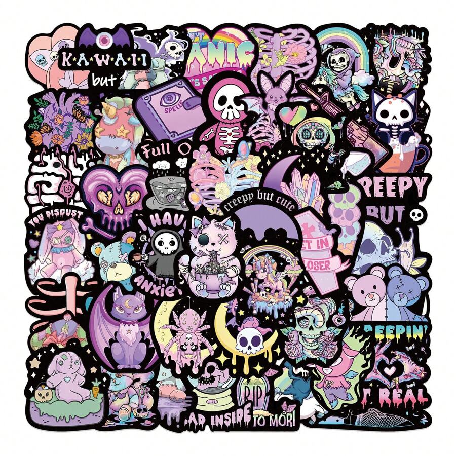 56Pcs Goth Stickers Spooky Stickers Dark Aesthetic Stickers Dark Souls ...