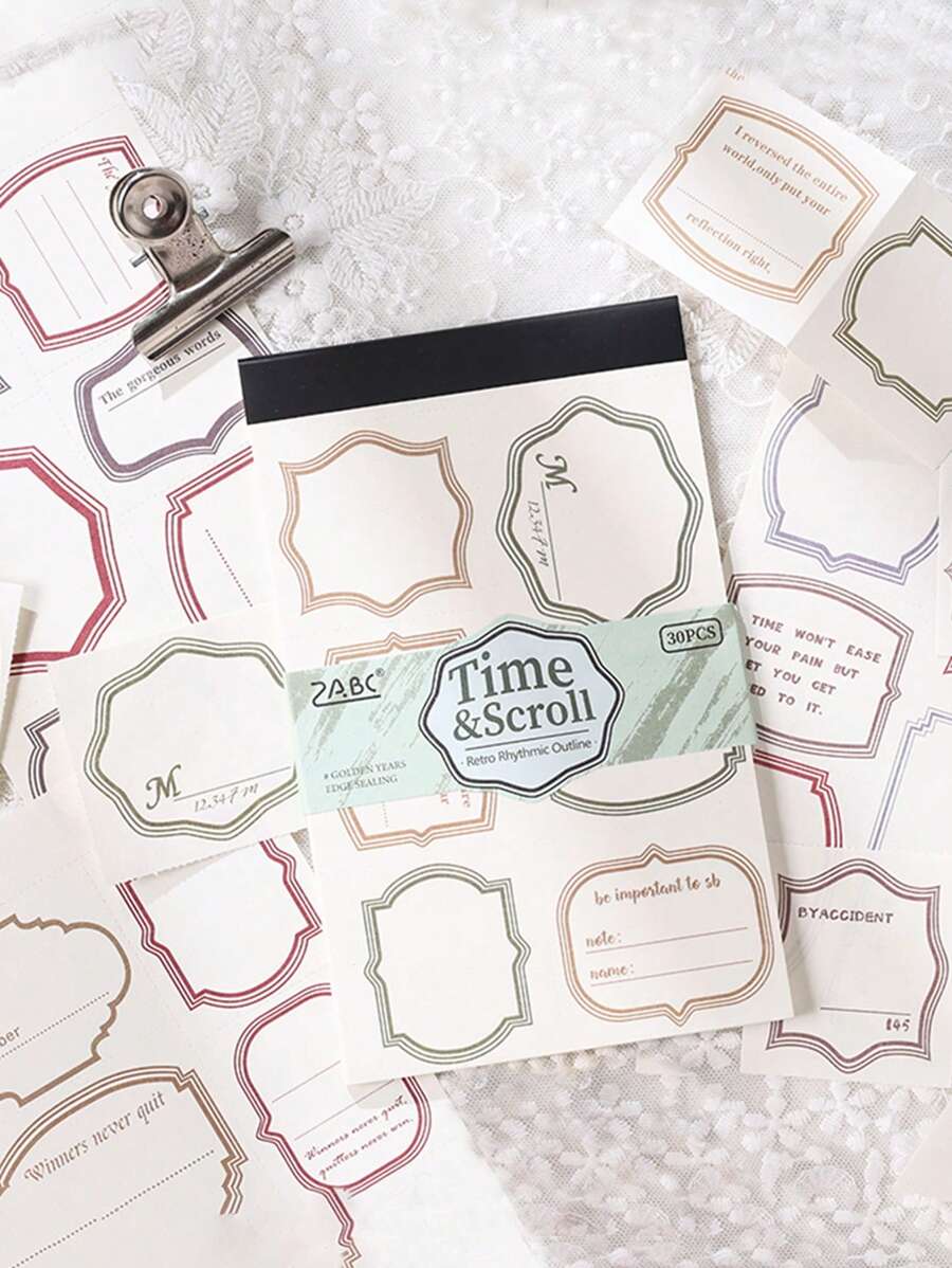30 Pieces Of Retro Border Message Note Paper, Creative Can Be Torn Off ...