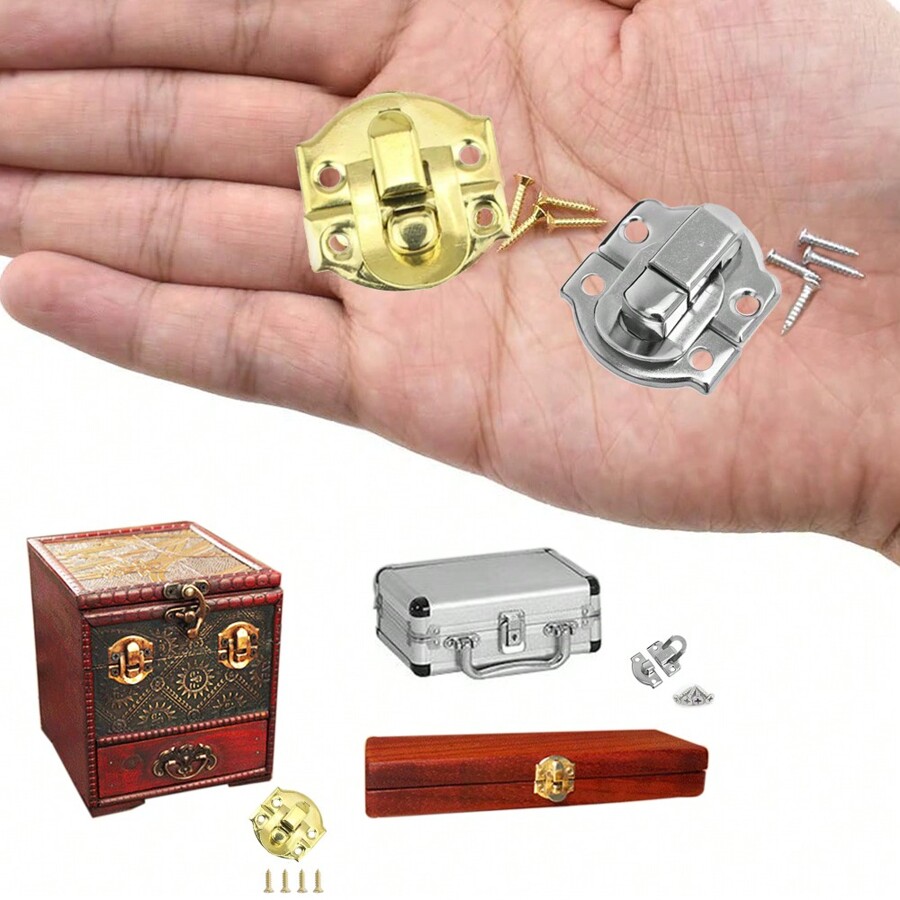 15pcs Antique Brass Latch Lock Gold Hasp, Decorative Hinges And Latches ...