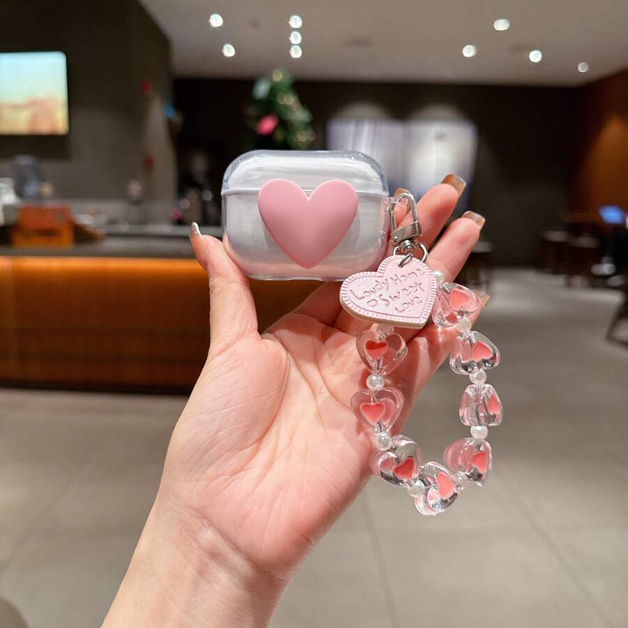 Cute Heart Shaped AirPods Case With Lanyard, Trendy And Protective,Shockproof Protective Cover ...