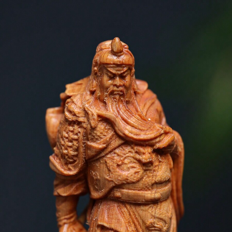 Estátua de Guan Yu, Esculpida Manualmente em Madeira Vazada, Guan Gong ...