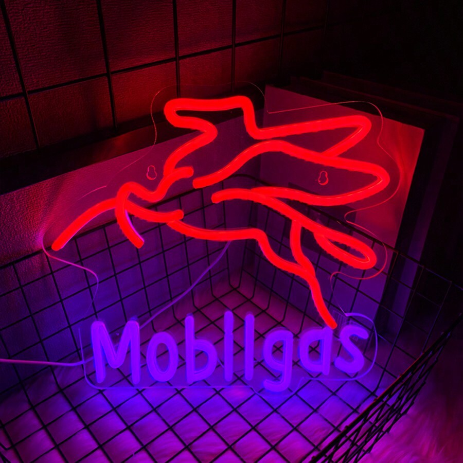 Mobilgas Neon Sign,Garage Neon Sign Wall Decoration LED Neon Sign ...