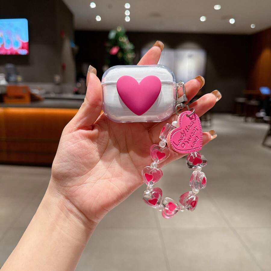 Cute Heart Shaped AirPods Case With Lanyard, And Protective,Shockproof Protective Cover For ...