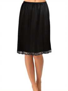 Womens Half Slips Underskirt Elastic High Waist Solid Color Satin Half ...