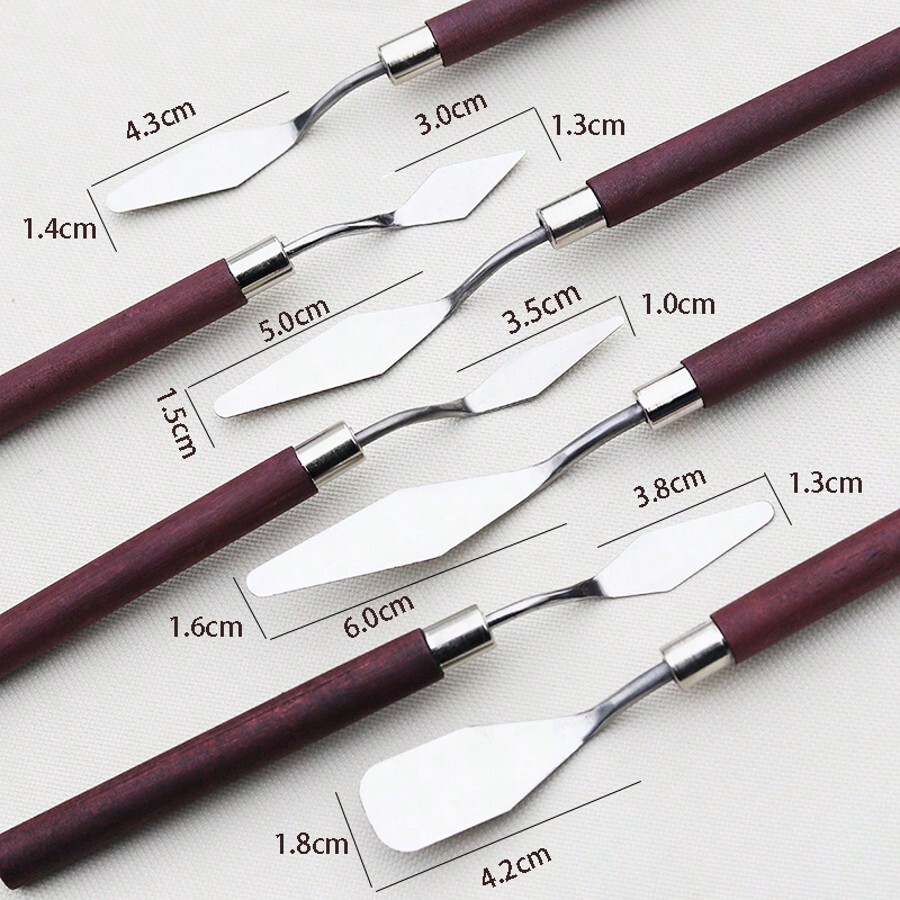 7 Pieces Of Art Shovel Soft Lacquer Oil Painting Wood Handle Palette ...