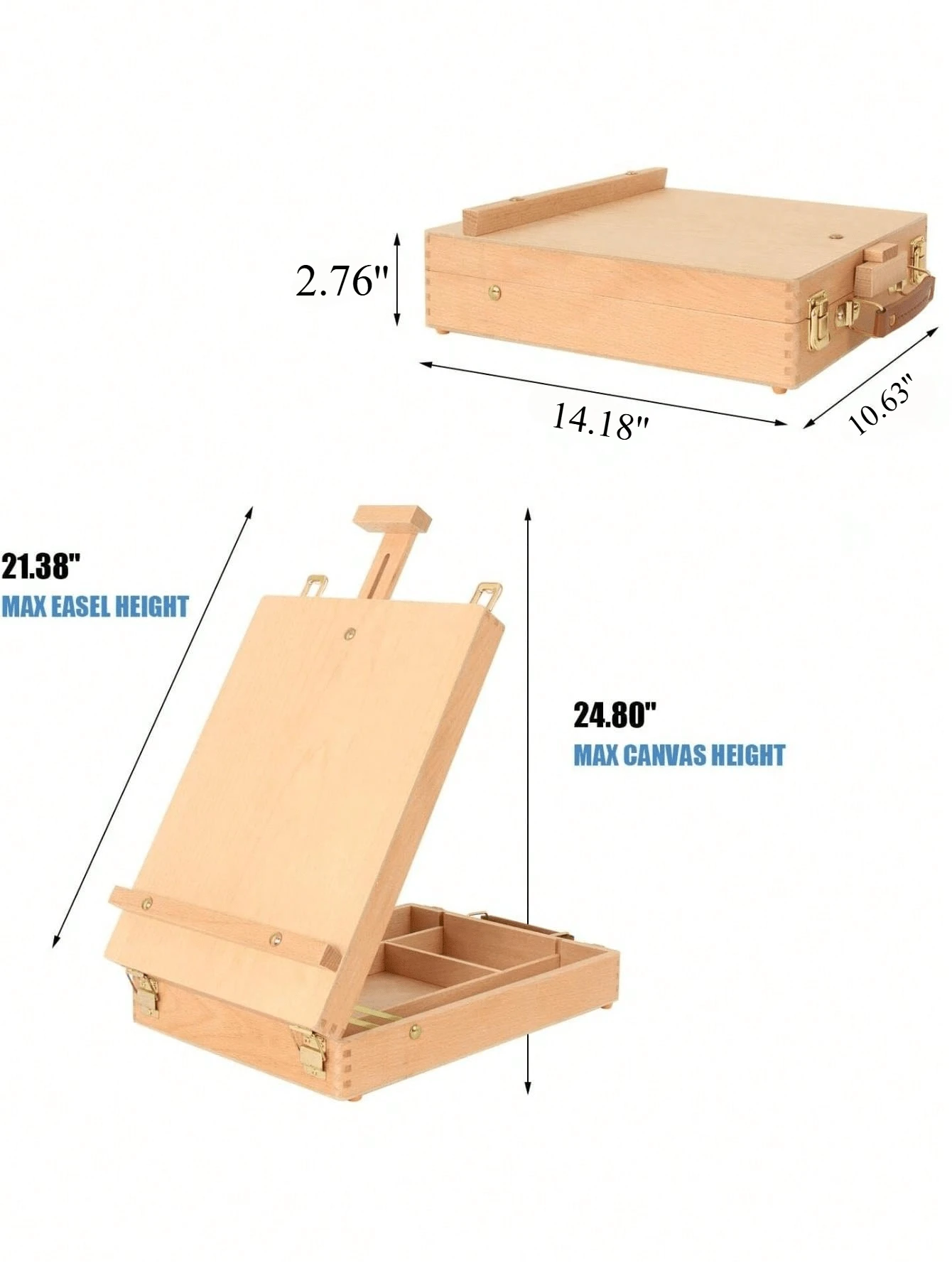 Art Supply Box Easel Sketch Box Painting Storage Box, Adjustable Wooden ...