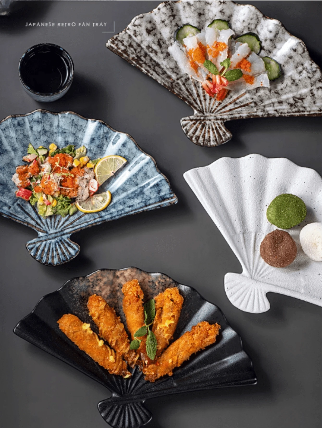 1PC Sushi Fan Plate, Creative Plate, Asymmetric Household Plate ...