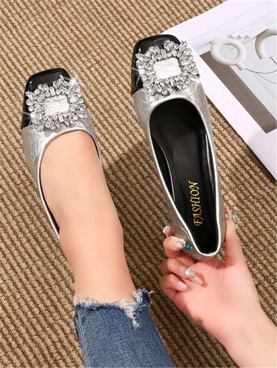 Women's Square Toe Thick Heel Slip-On Dress Pumps, Commute & Versatile ...