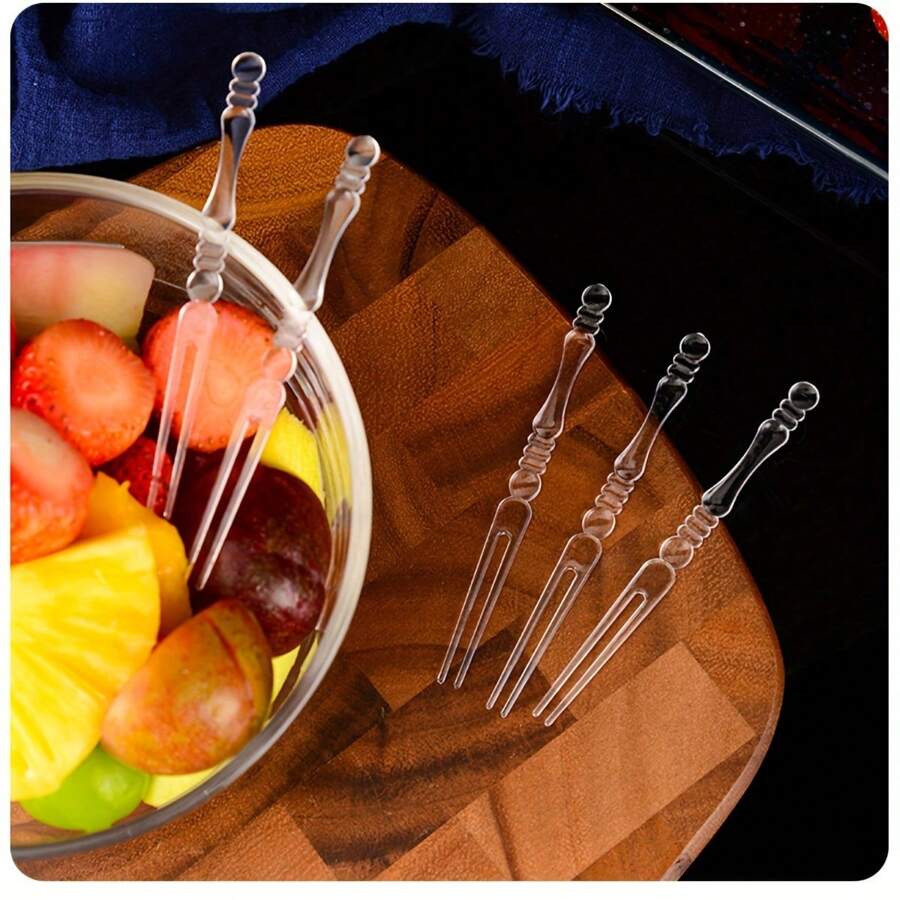 High Quality Disposable Plastic Fruit And Cake Forks - Transparent ...