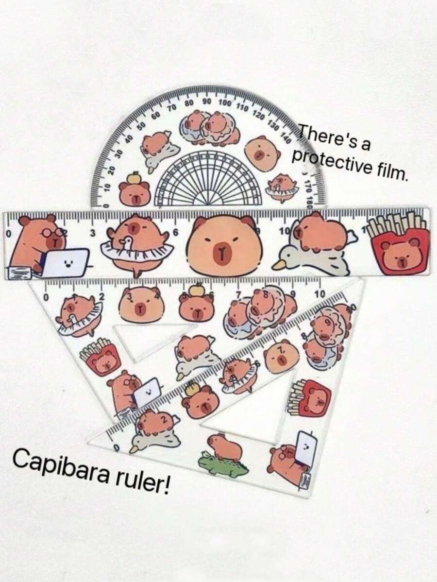 4pcs/Set Anime-Style Ruler Set - Learning, Drawing, Fun Measurement ...