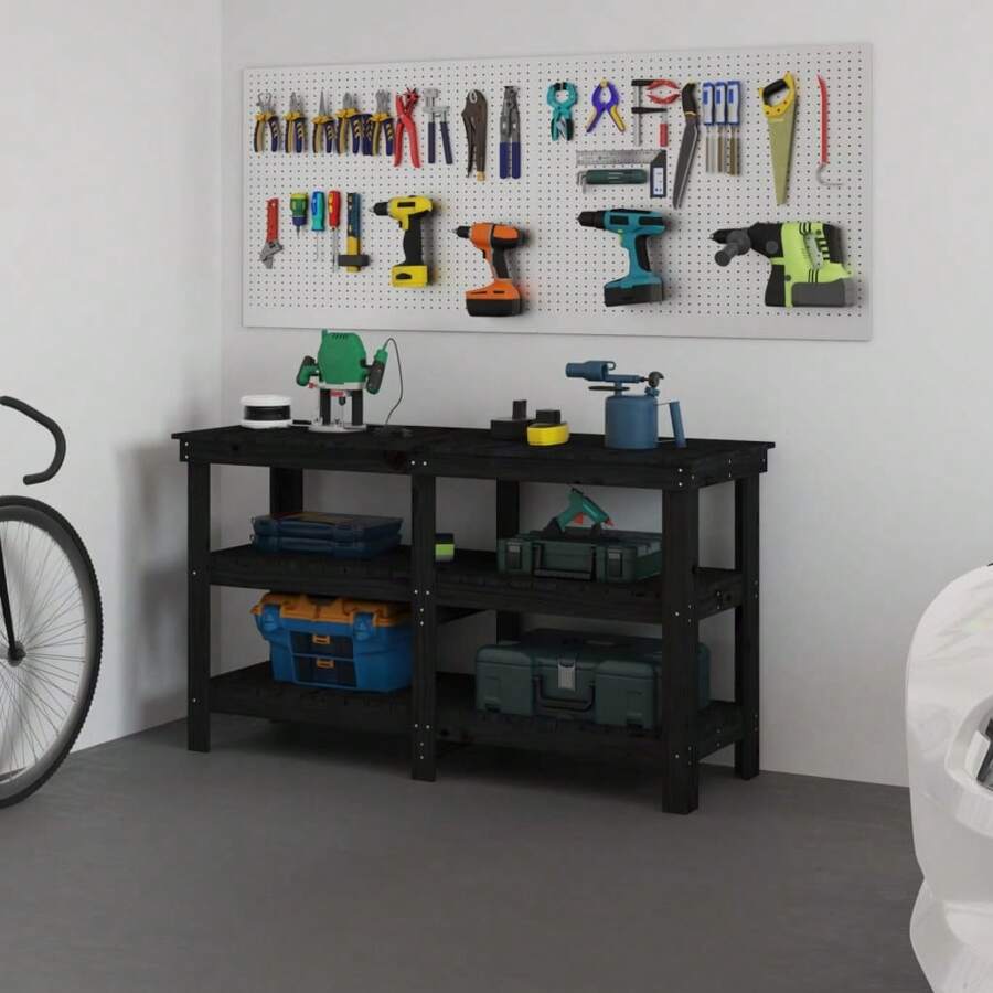 Solid Pine Workbench 142.0x80 Cm Sturdy Wood Craft Table Multi ...