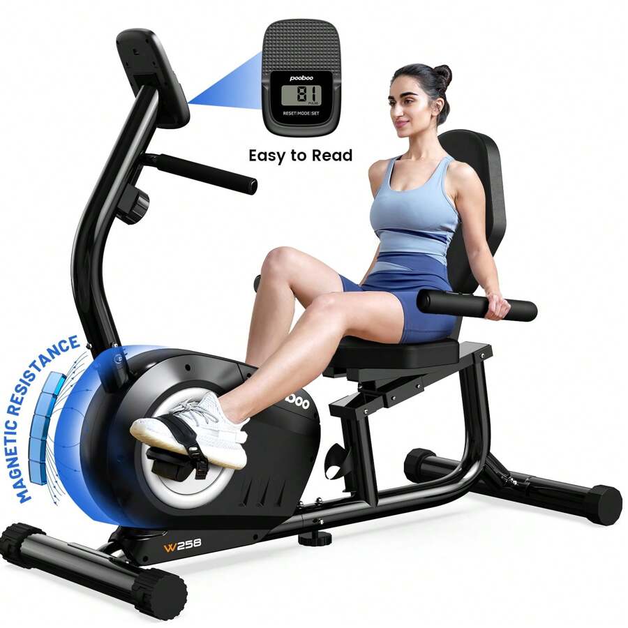 Recumbent Exercise Bikes Sit Down Stationary Bicycle Magnetic Resistance Indoor Cycling Bike ...