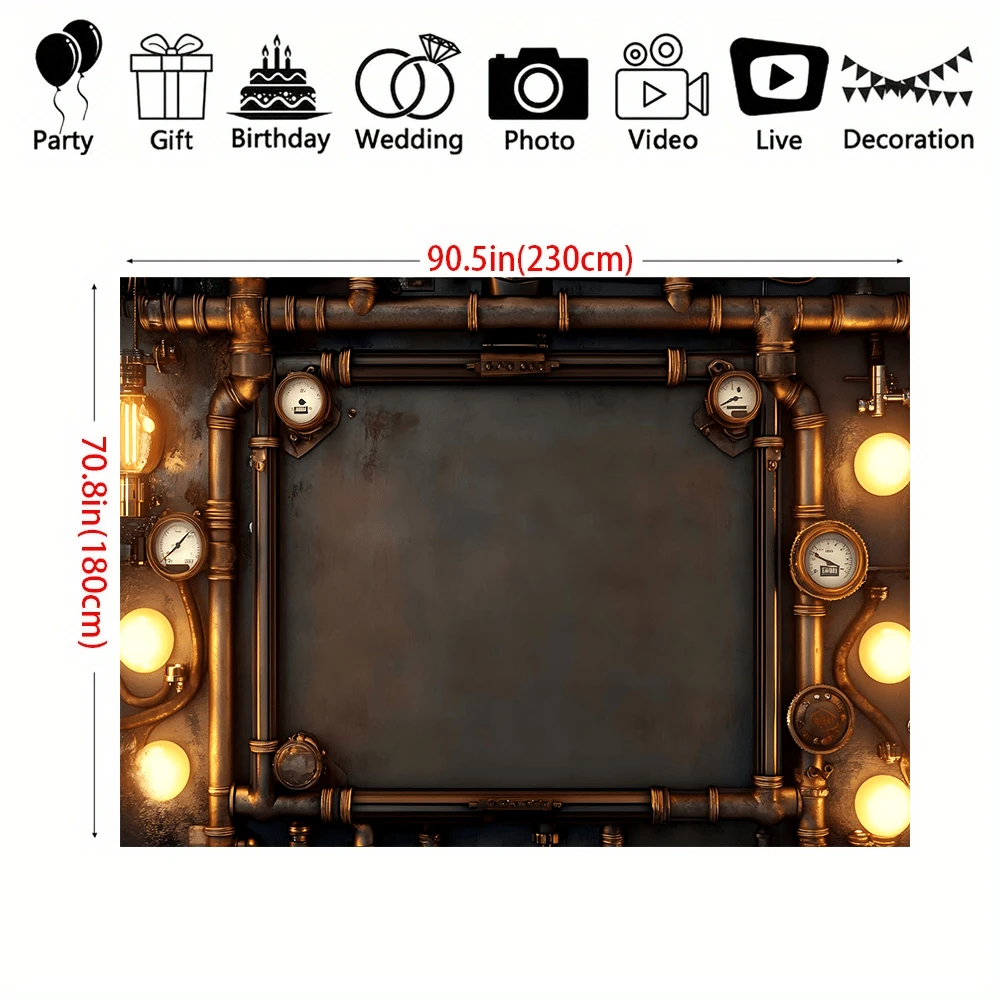 1pc, Vintage Steampunk Background - Vintage Industrial Metal Piping And ...