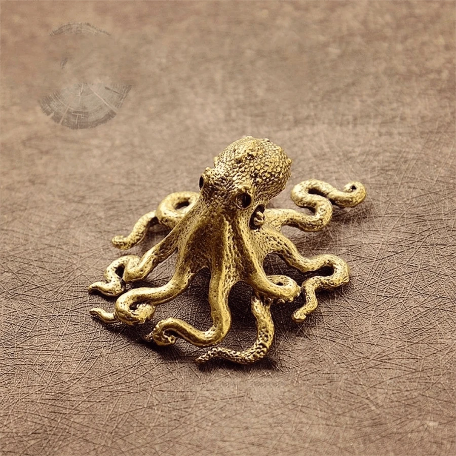Solid Pure Brass Office Desktop Small Ornaments Octopus Bronze Tea Pet ...