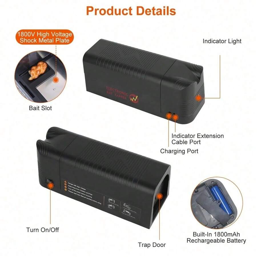 Electric Rat Trap Reusable Mice Trap Rodent Zapper Indoor Pest Control ...