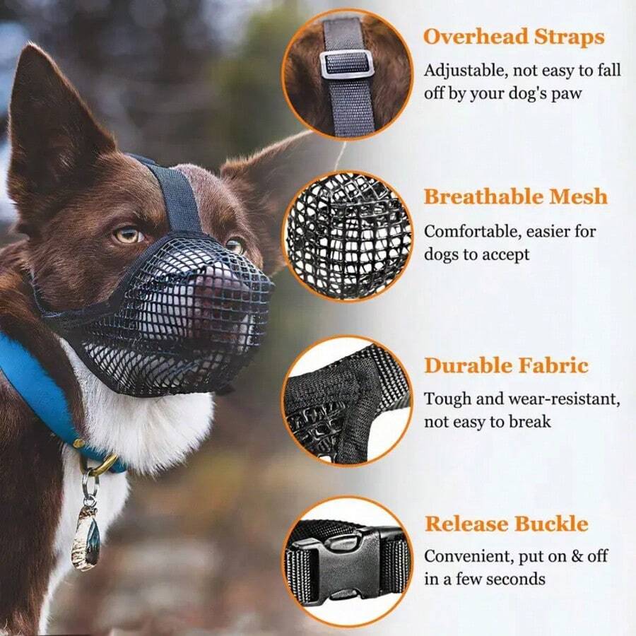 Dog Muzzle, Soft Mesh Covered Muzzles Poisoned Bait Protection With ...