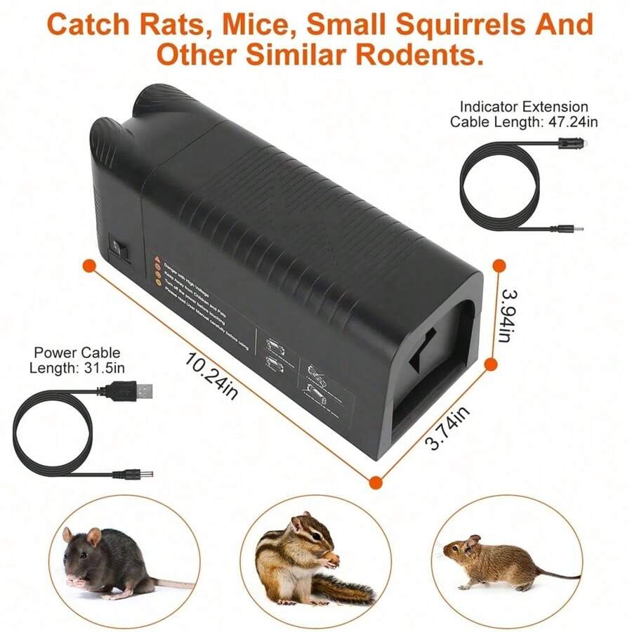 Electric Rat Trap Reusable Mice Trap Rodent Zapper Indoor Pest Control ...