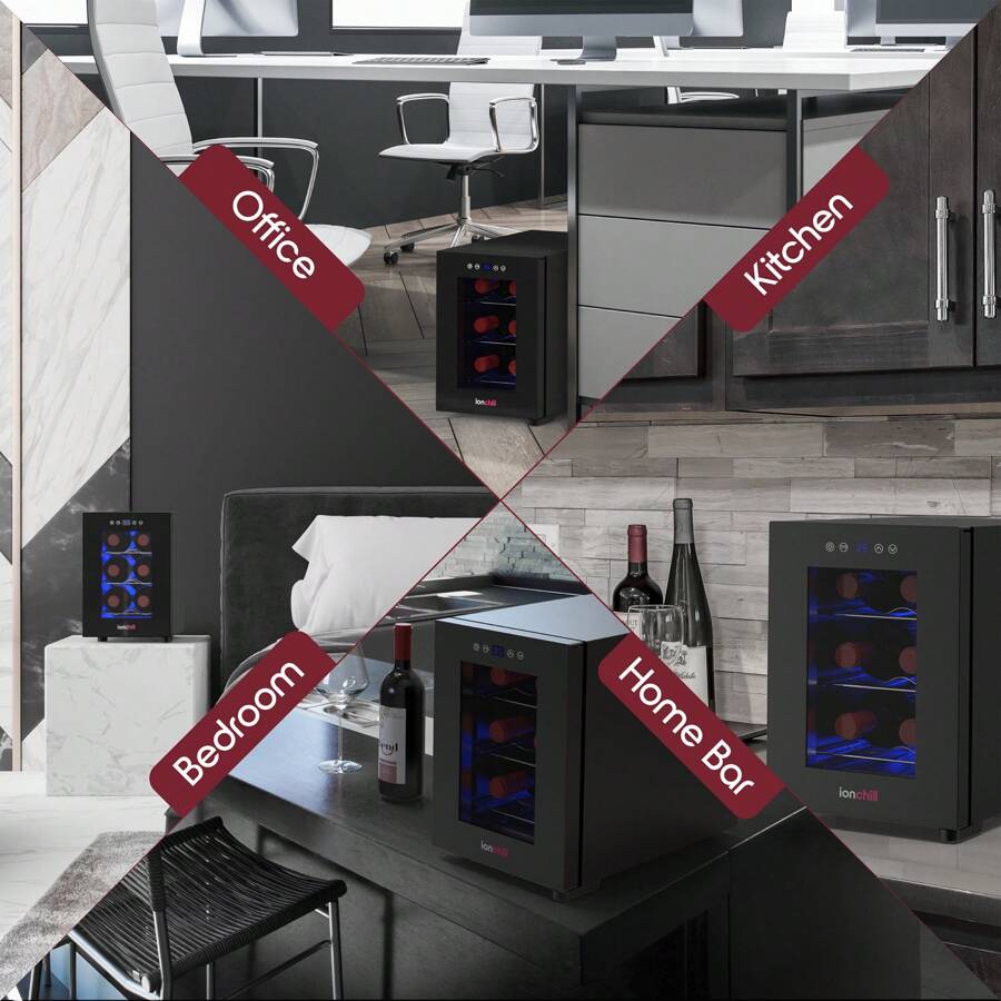 The 6-Bottle Wine Cooler, New Standard Door Mini Fridge With Wine Rack ...