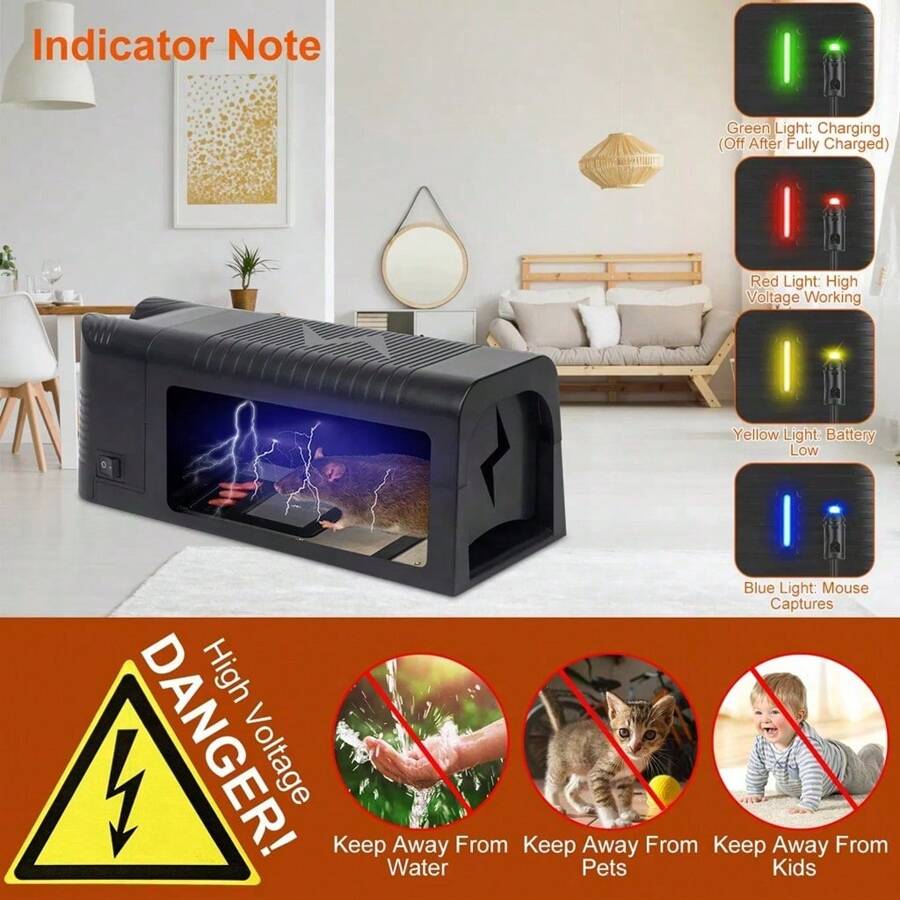 Electric Rat Trap Reusable Mice Trap Rodent Zapper Indoor Pest Control ...