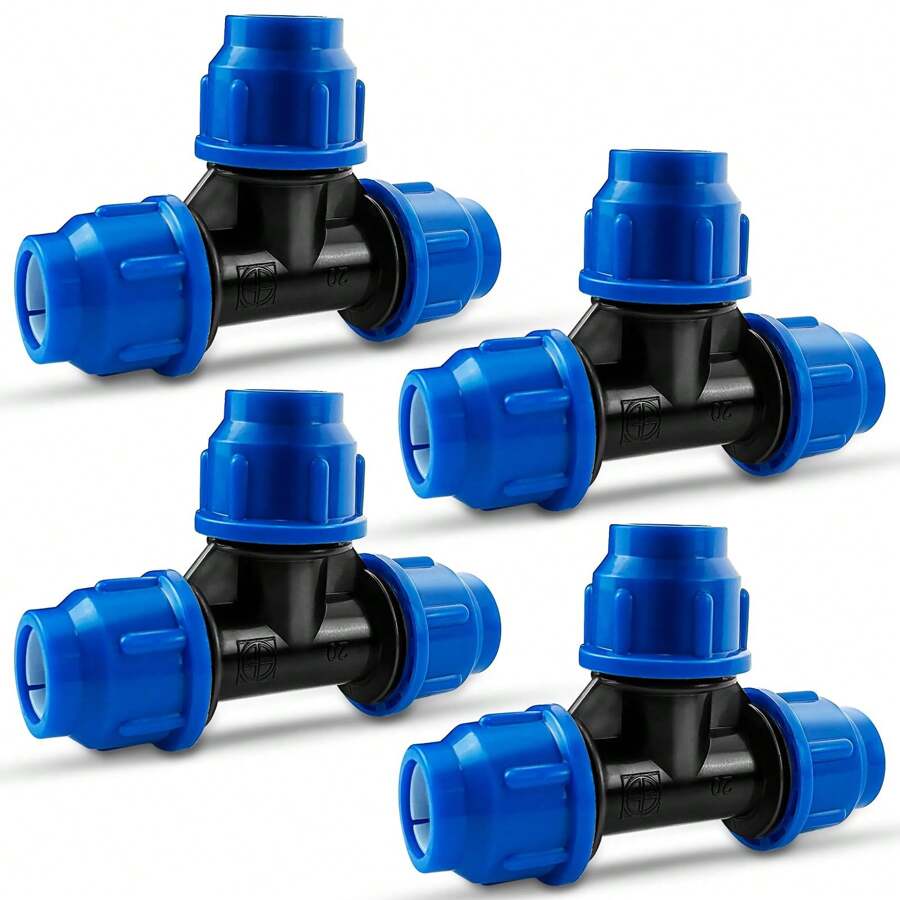 4 Pcs Water Pipe Tee Connectors, 20mm X 20mm X 20mm Compression ...