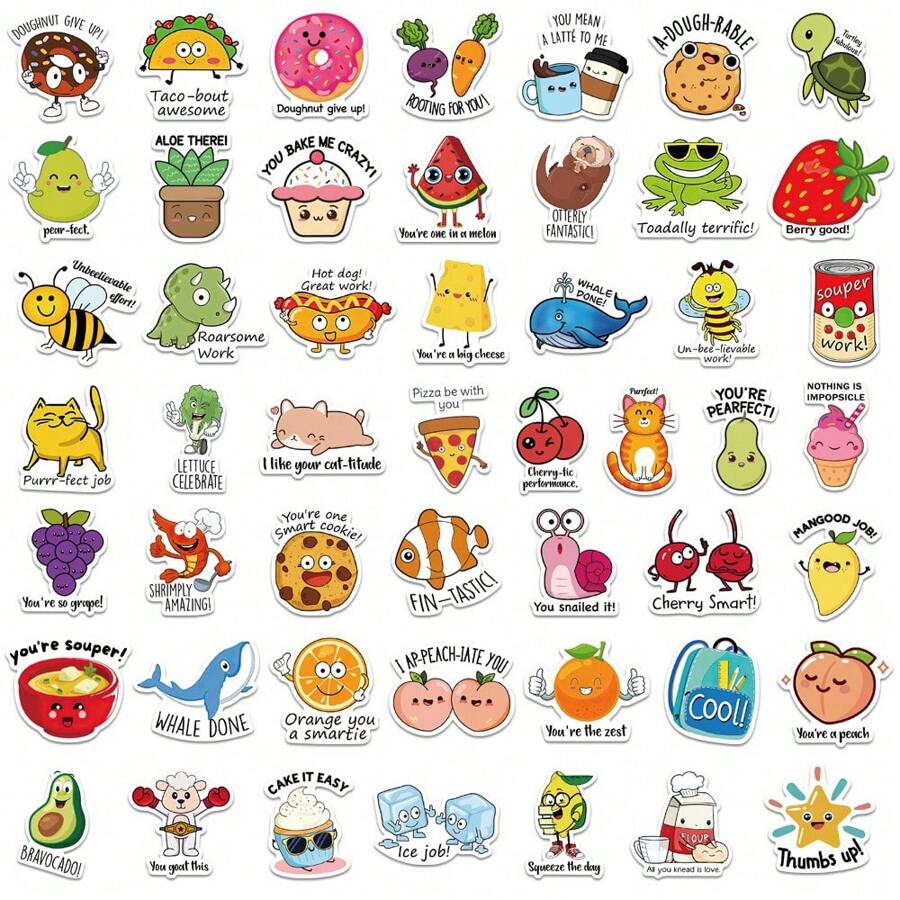 50 Fun Reward Stickers For Children To Decorate Luggage, Laptops, Puns ...