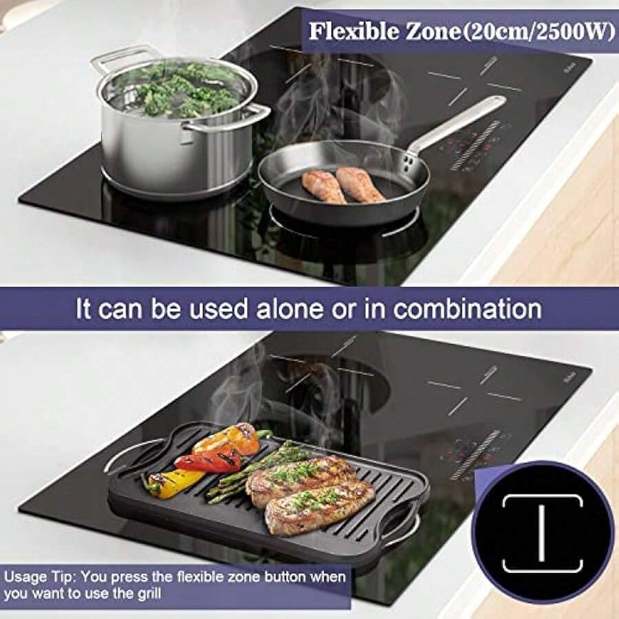 Plug In Induction Hob 4 Zones 60cm Electric Hob Flexible Zone Griddle ...