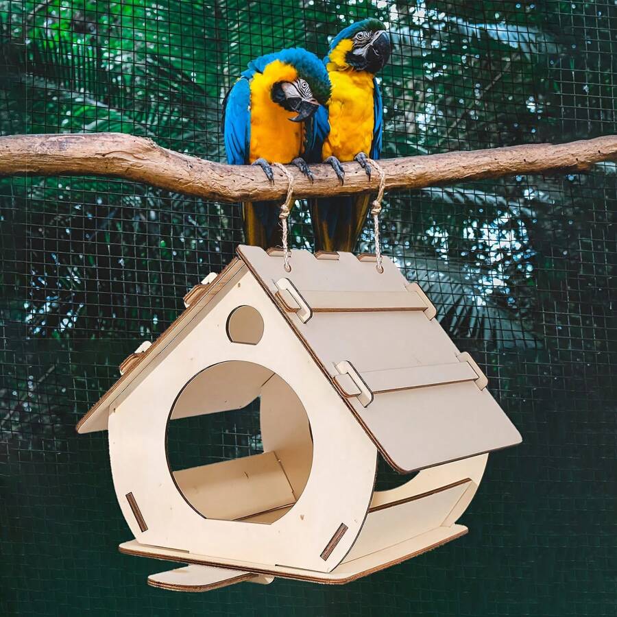 DIY Assembly Hanging Bird House Wooden Bird Feeder Bird House Outdoor ...